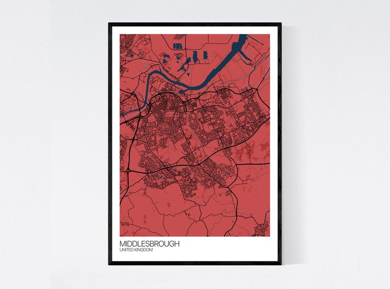 Middlesbrough United Kingdom City Map Art Print Many Styles - Etsy UK