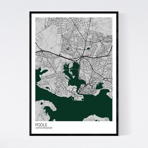 Poole, United Kingdom City Map Art Print Many Colours 350gsm Art ...