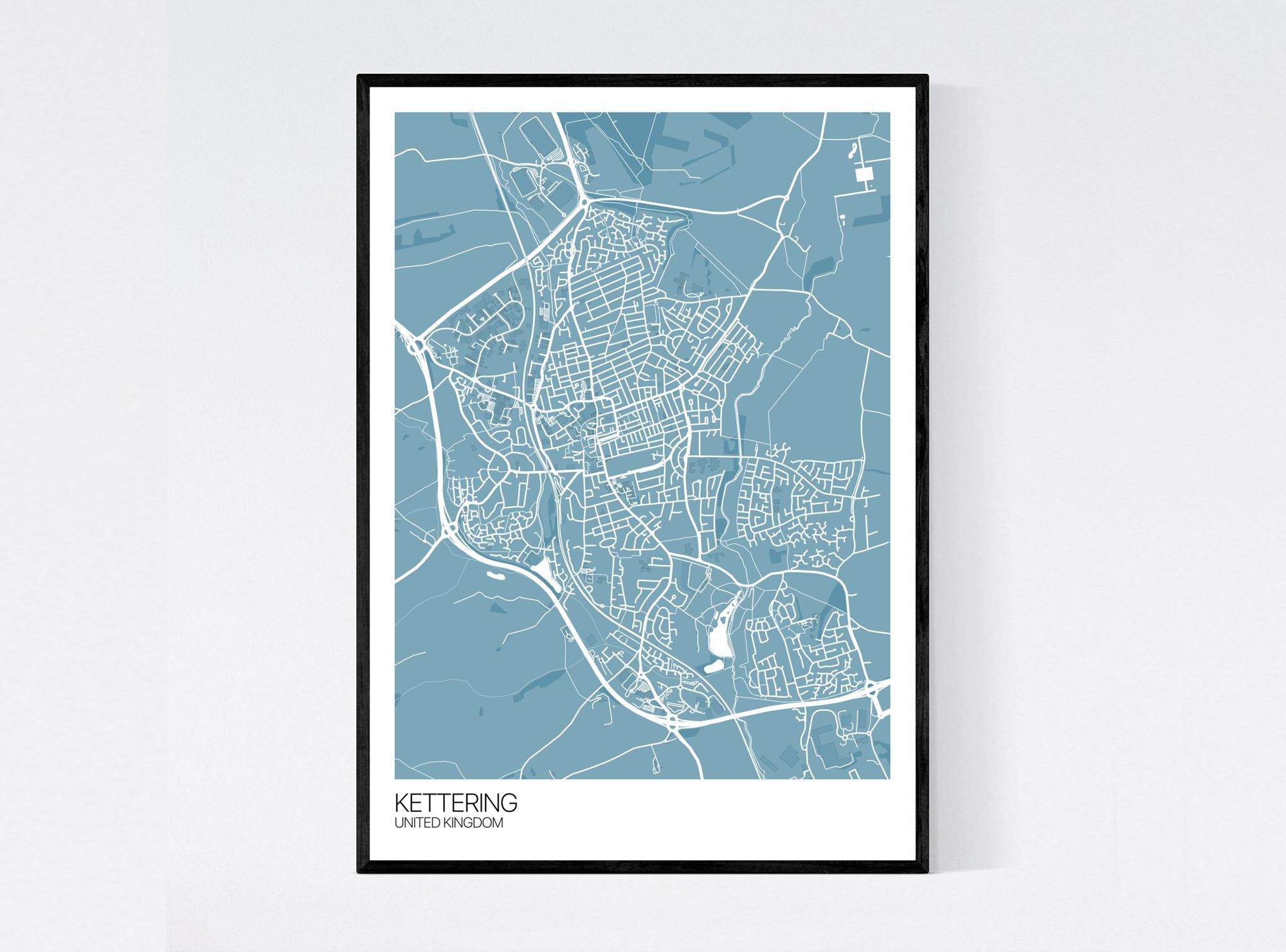 Prints Home Décor Digital Print Files M1138 Kettering Map INSTANT ...