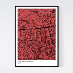 Shepherds Bush, London Map Art Print Many Colours 350gsm Art Quality ...