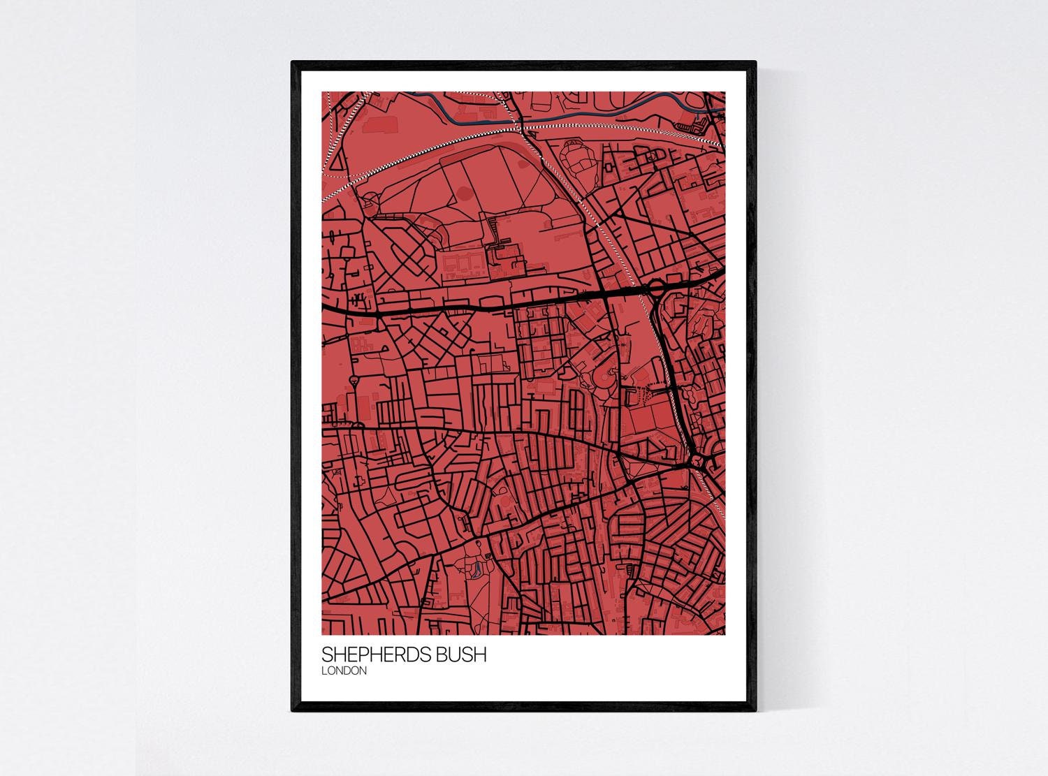 Shepherds Bush London Map Art Print Many Colours 350gsm | Etsy