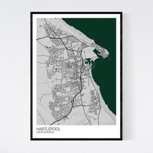 Hartlepool United Kingdom Map Print Many Colours Fast - Etsy