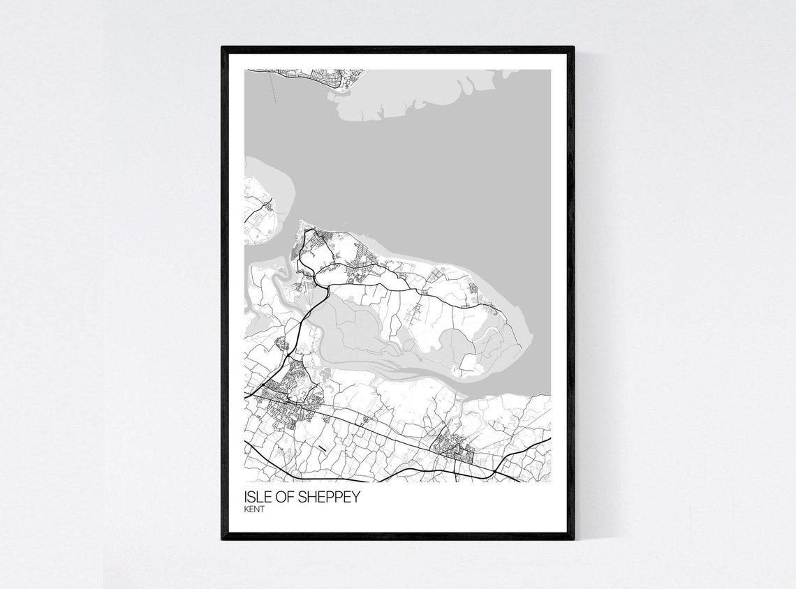 Isle of Sheppey Kent Map Art Print Many Colours 350gsm | Etsy