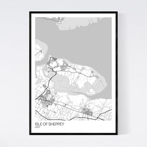 Isle of Sheppey, Kent Map Art Print Many Colours 350gsm Art Quality ...