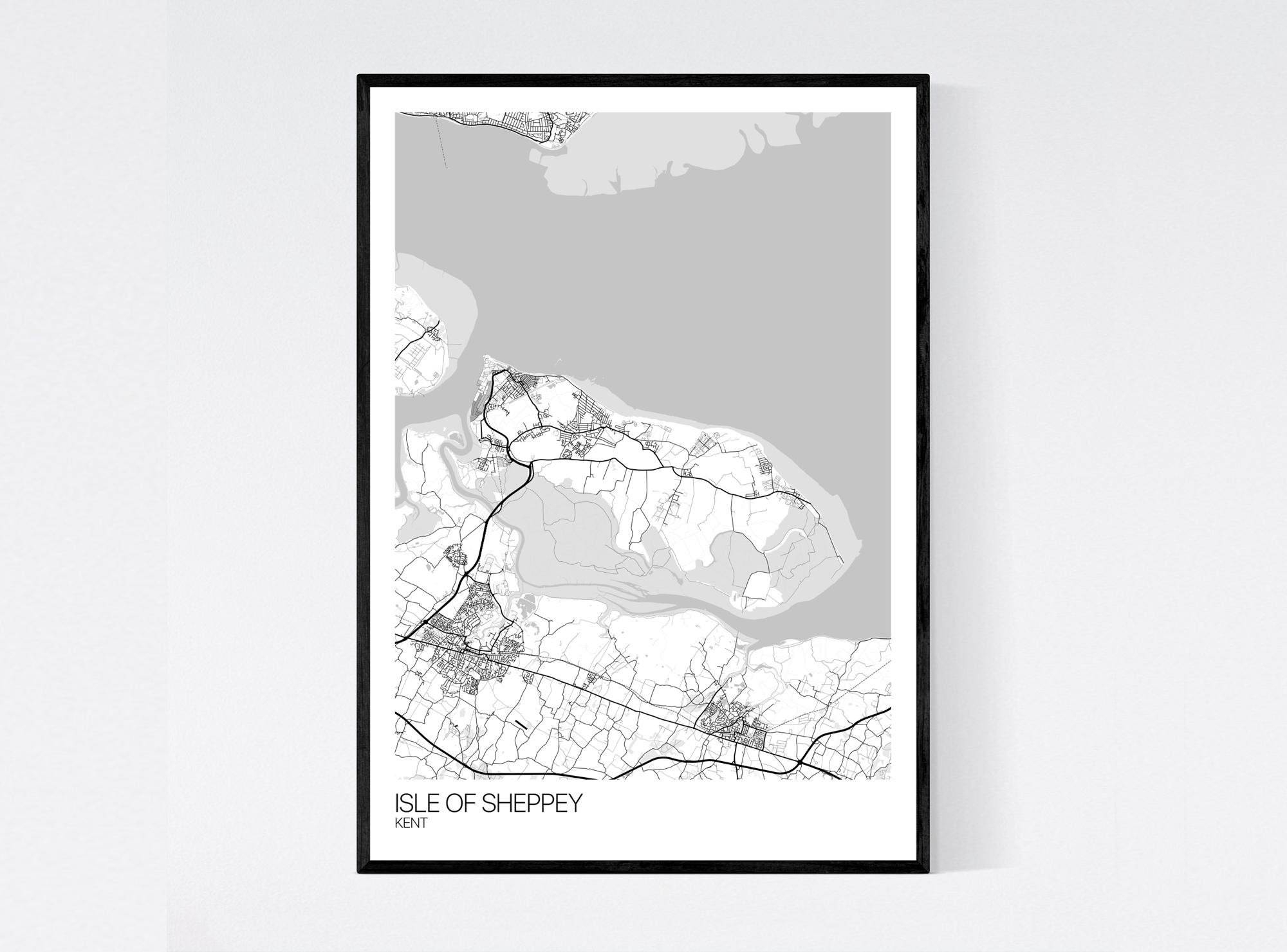 Isle of Sheppey Kent Map Art Print Many Colours 350gsm | Etsy