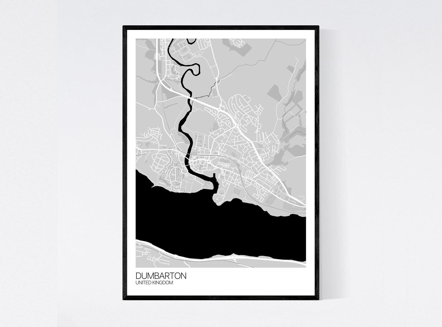 Dumbarton Scotland City Map Art Print Many Styles 350gsm - Etsy UK