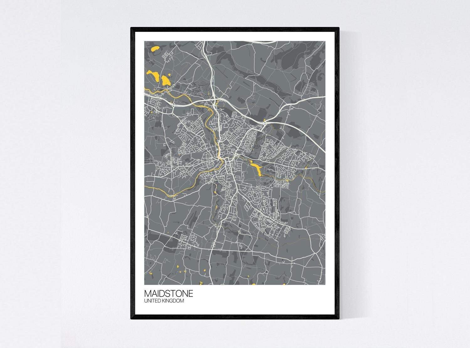 Maidstone United Kingdom City Map Art Print Many Styles | Etsy