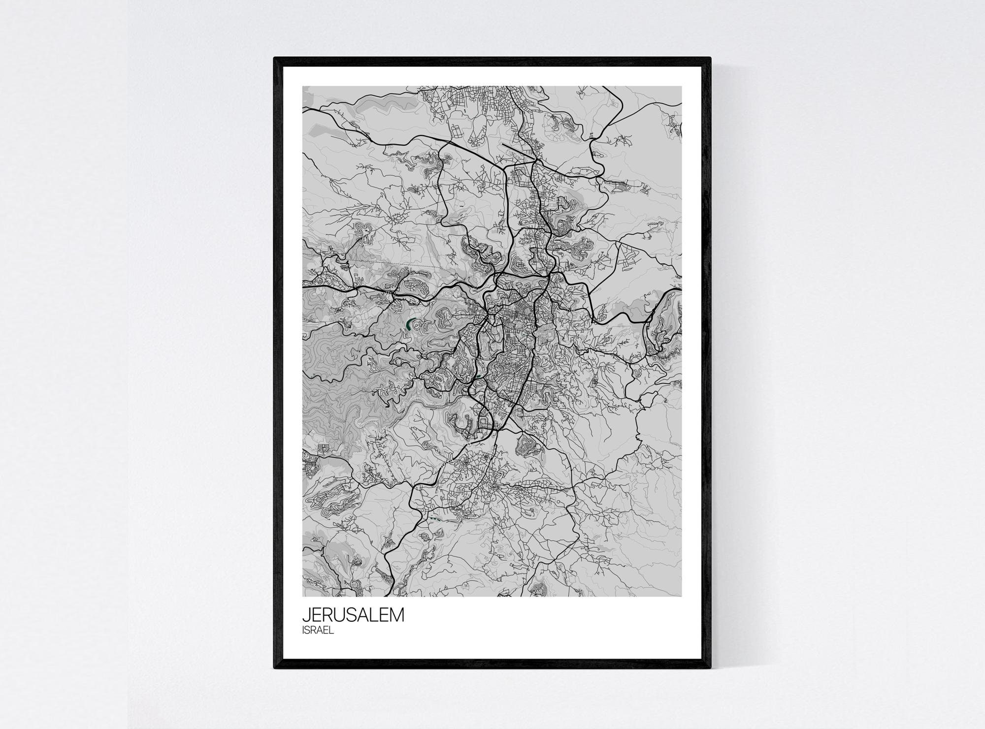 Jerusalem Israel Map Art Print Many Styles Art Quality | Etsy