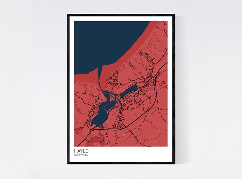 Hayle Cornwall Map Art Print Many Styles 350gsm Art - Etsy UK