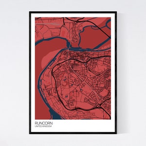 Runcorn Town Map Art Print Many Styles 350gsm Art Quality Paper Fast ...