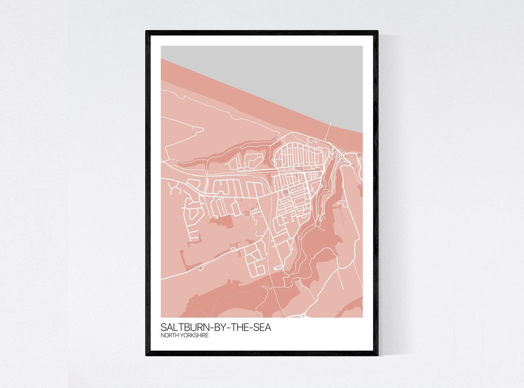 Saltburn-by-the-sea Map Art Print Many Colours 350gsm Art Quality Paper ...