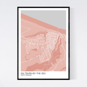 Saltburn-by-the-sea Map Art Print Many Colours 350gsm Art Quality Paper ...