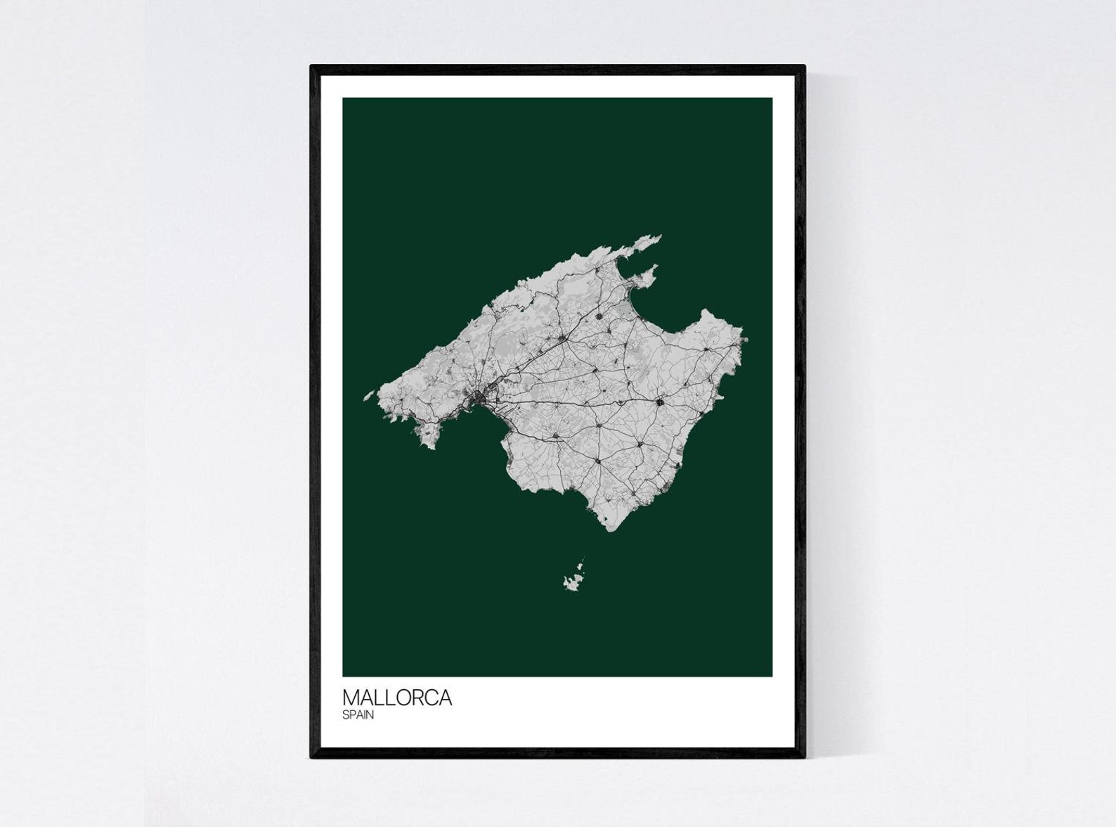 Mallorca Spain Island Map Art Print Many Colours 350gsm | Etsy
