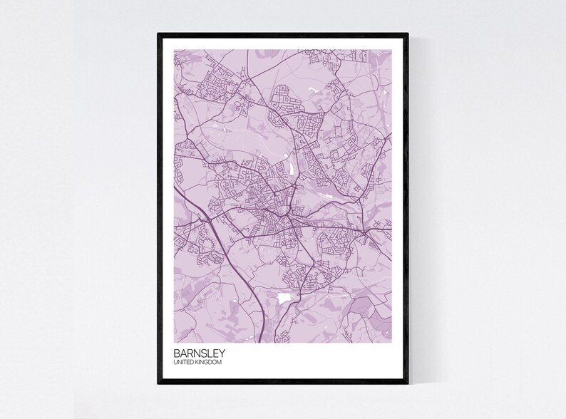 Barnsley United Kingdom Map Print Many Colours Fast - Etsy