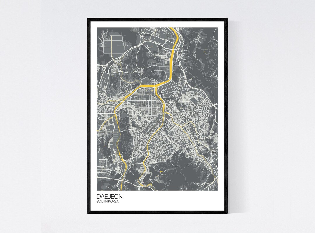Daejon, South Korea Map Art Print Many Styles Art Quality Paper Fast ...