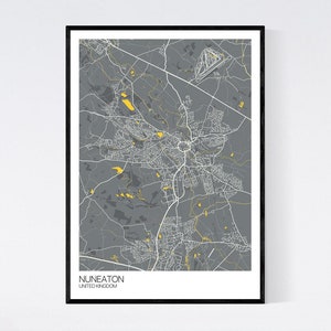 Nuneaton United Kingdom City Map Art Print Many Colours - Etsy