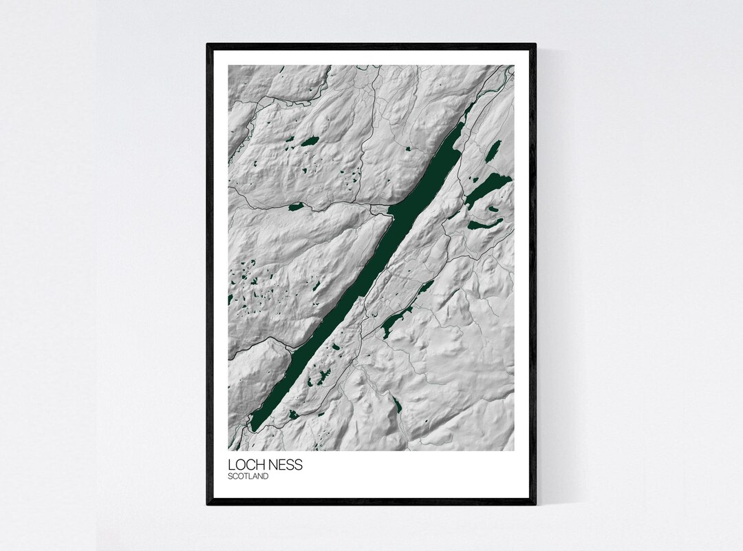 Loch Ness, Scotland Topographic Map Print - Many Colours - Fast ...