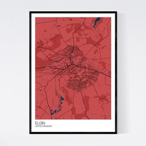 Elgin, Scotland City Map Art Print Many Styles 350gsm Art Quality Paper ...
