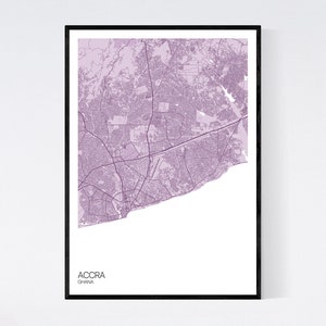 Accra, Ghana Map Art Print Many Styles Art Quality Paper Fast Delivery ...