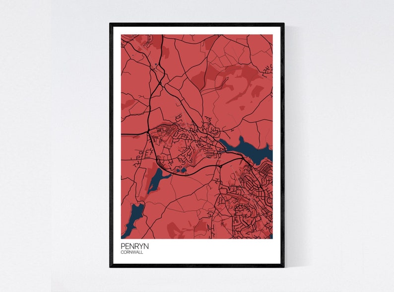 Penryn Cornwall Map Art Print Many Colours 350gsm Art - Etsy