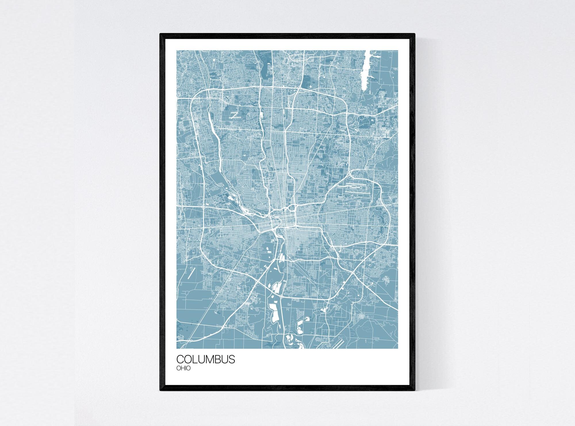 Columbus Ohio Map Print Many Colours Printed on Art | Etsy