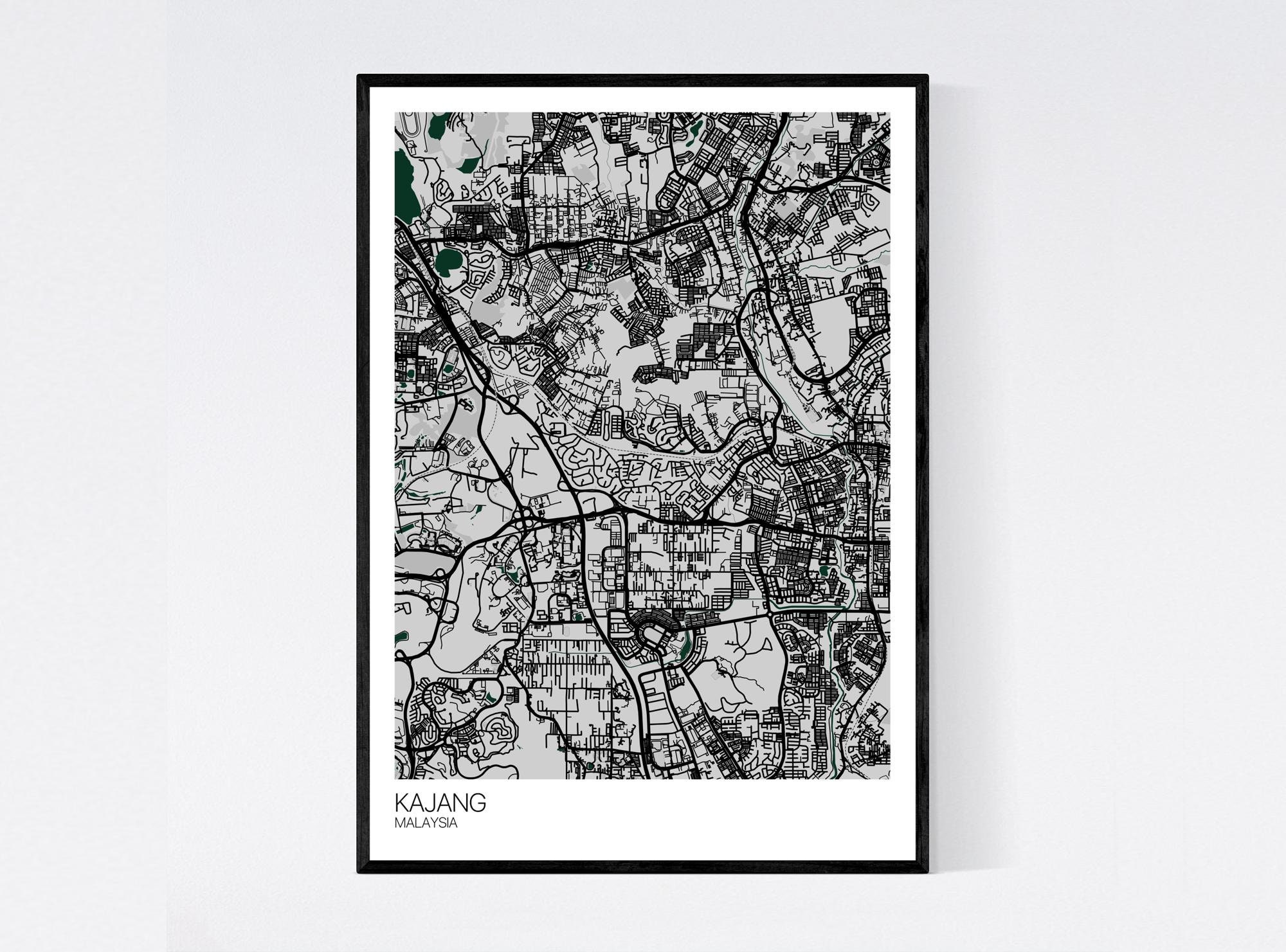 Kajang Malaysia Map Art Print Many Styles Art Quality | Etsy