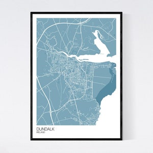Dundalk City Map Art Print Many Styles 350gsm Art Quality Paper Fast ...