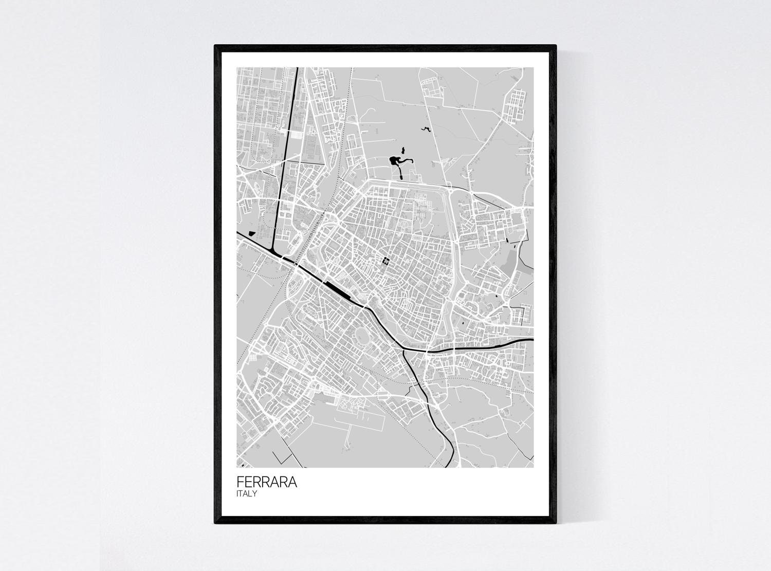 Ferrara Italy Map Art Print Many Colours Art Quality | Etsy