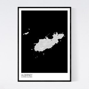 Alderney Channel Islands Map Art Print Many Colours - Etsy
