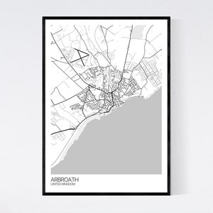 Arbroath, Scotland City Map Art Print - Many Styles - 350gsm Art ...