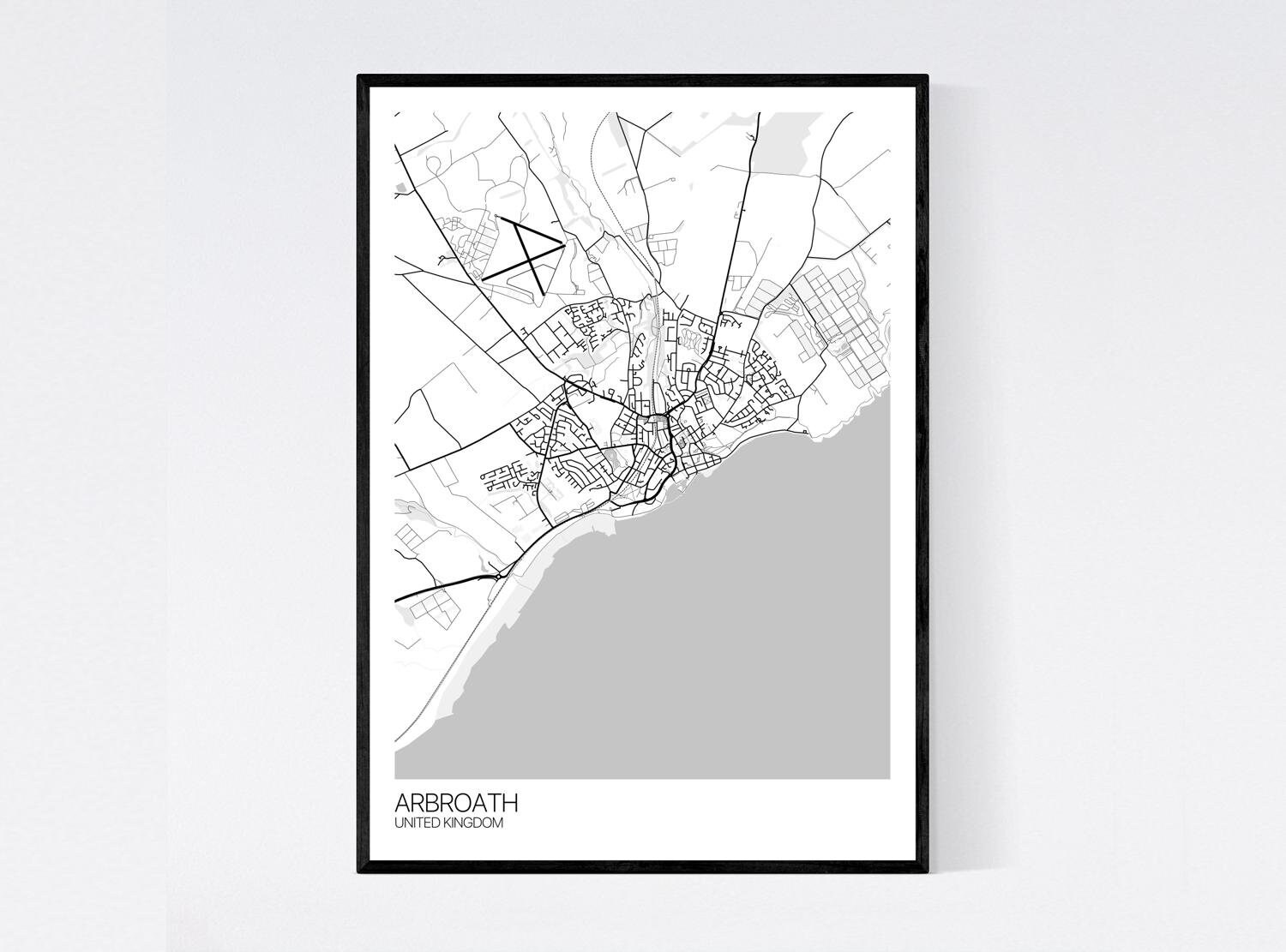 Arbroath Scotland City Map Art Print Many Styles 350gsm - Etsy UK