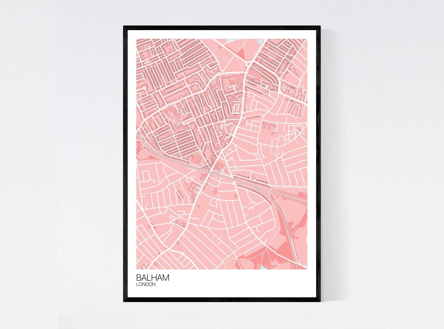 Balham London Map Art Print Many Colours 350gsm Art | Etsy