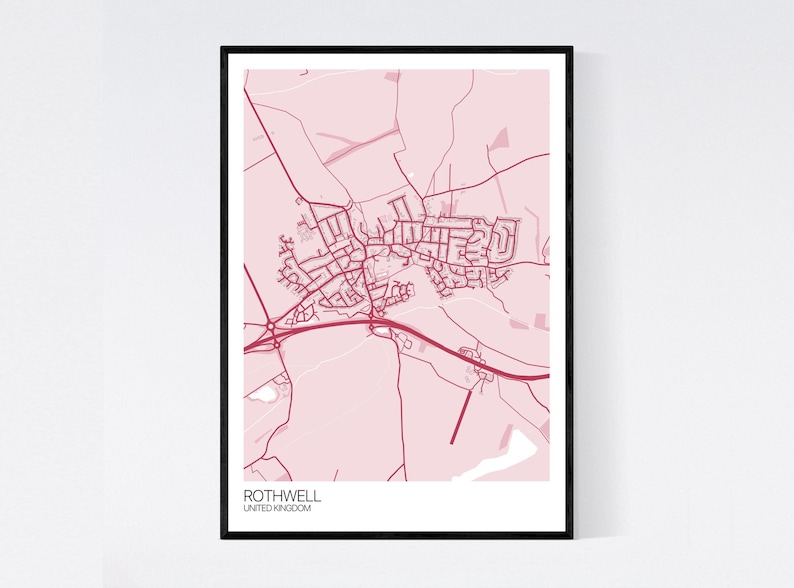 Rothwell England Town Map Art Print Many Styles 350gsm - Etsy