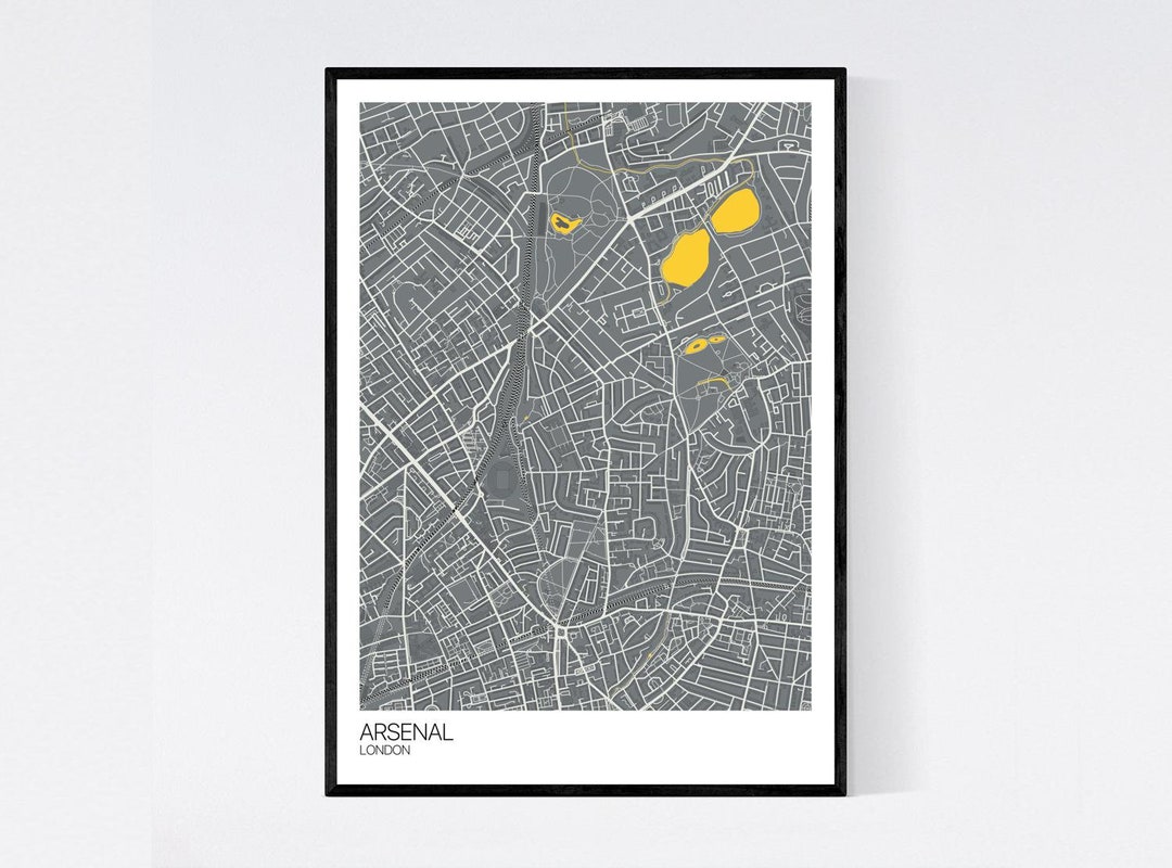 Arsenal London Map Art Print Many Colours 350gsm Art - Etsy