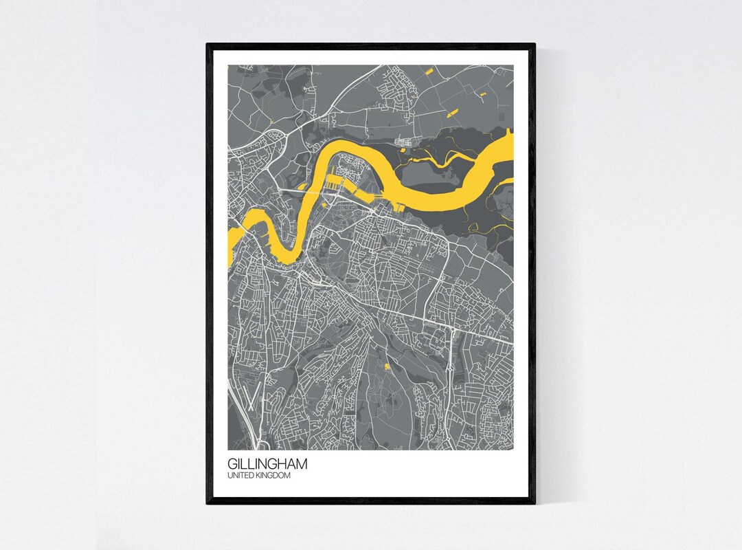 Gillingham, United Kingdom City Map Art Print Many Styles 350gsm Art ...
