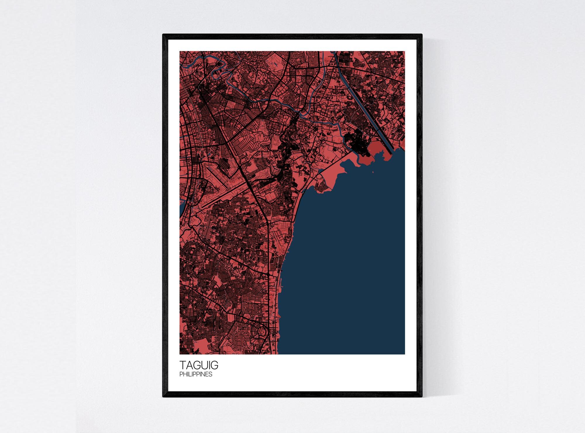 Taguig Philippines Map Art Print Many Styles Art Quality | Etsy