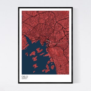 Oslo, Norway Map Art Print Many Colours 350gsm Art Quality Paper Fast ...