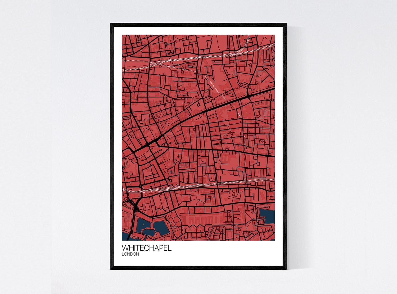 Whitechapel London Map Art Print Many Colours 350gsm Art | Etsy