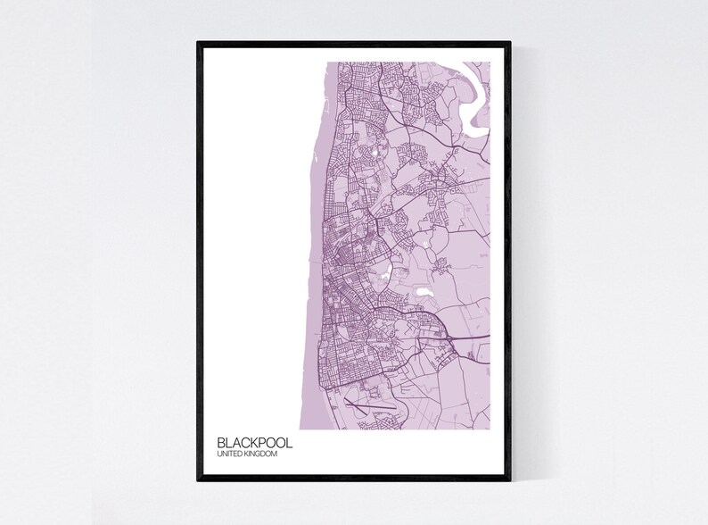 Blackpool Town Map Art Print Many Styles 350gsm Art - Etsy