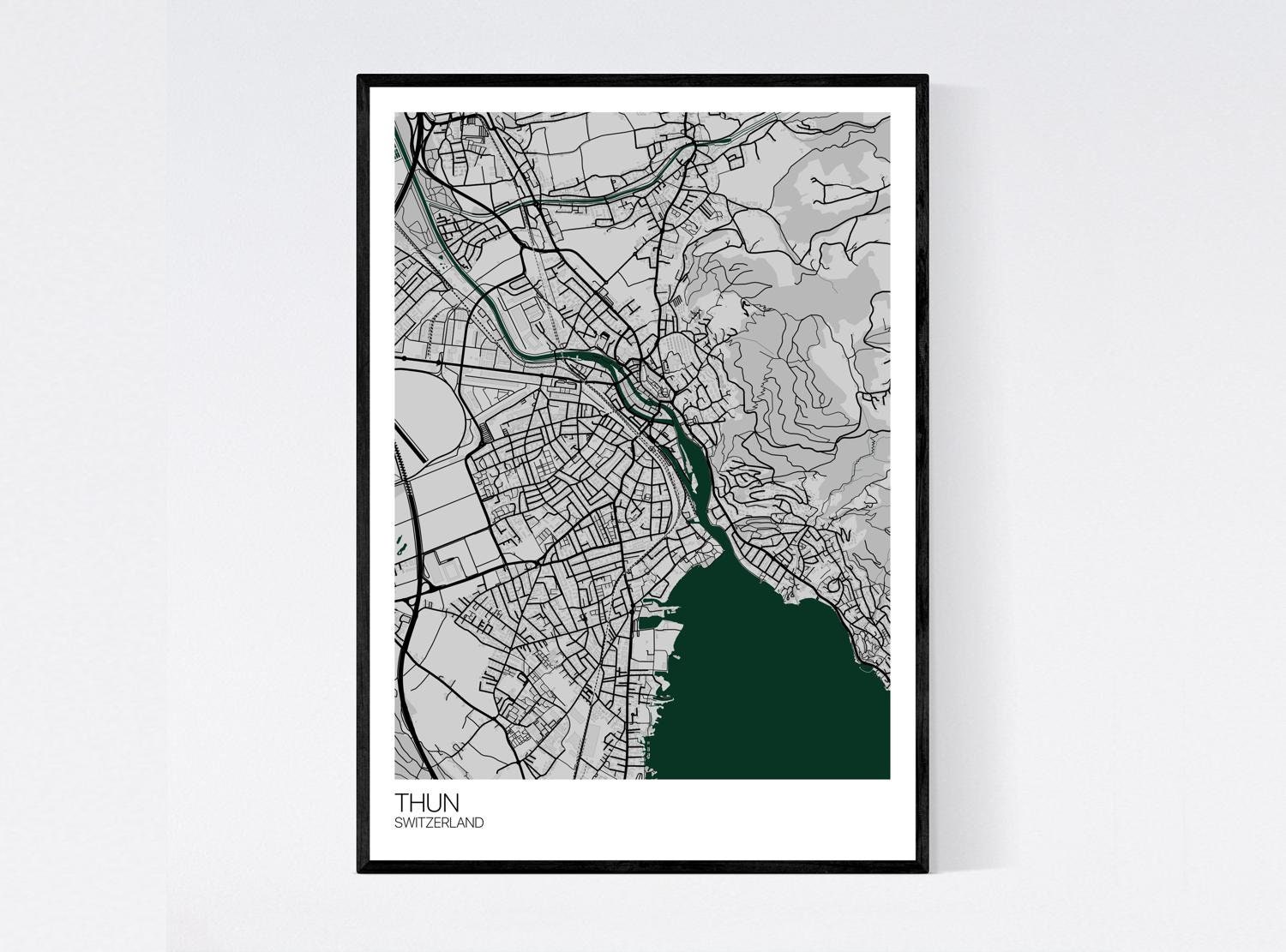 Winterthur Switzerland Map Art Print Many Colours 350gsm | Etsy