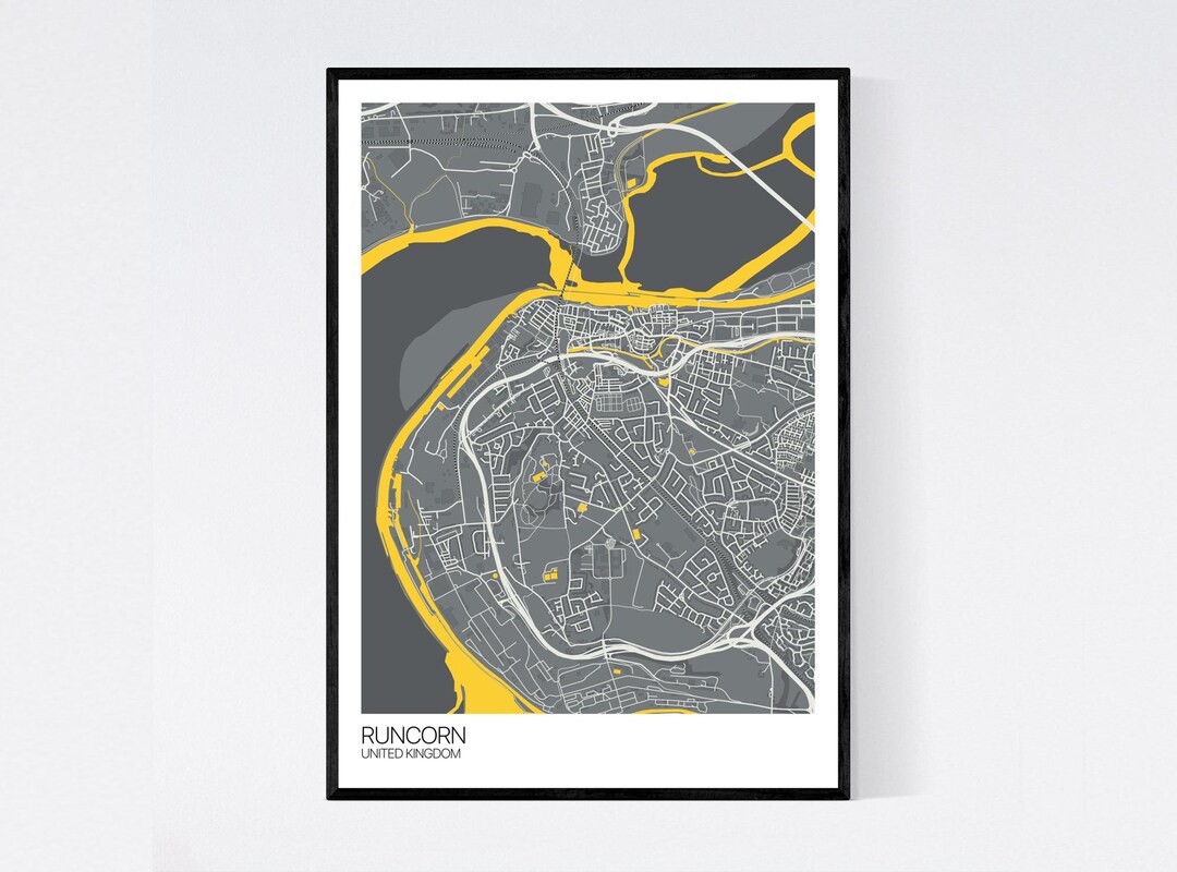 Runcorn Town Map Art Print Many Styles 350gsm Art Quality Paper Fast ...