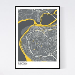 Runcorn Town Map Art Print Many Styles 350gsm Art Quality Paper Fast ...