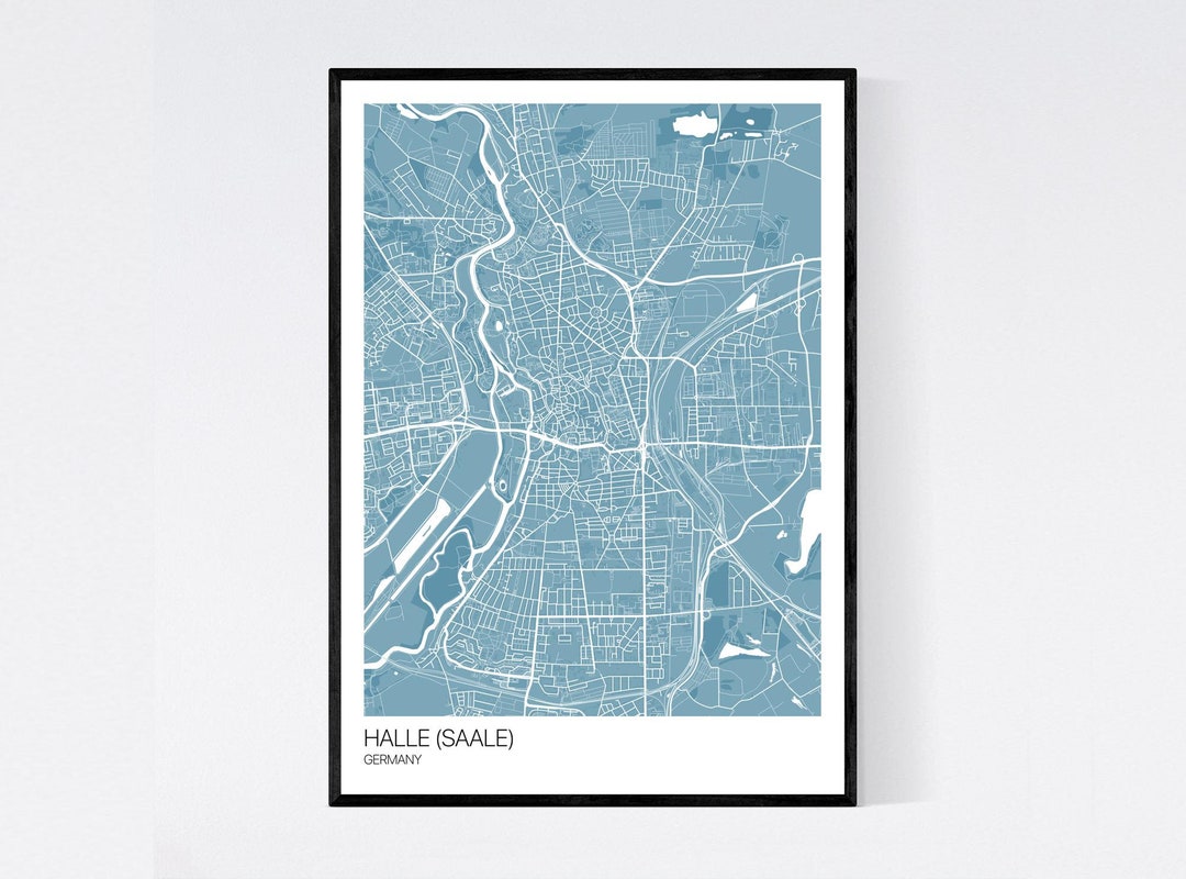Halle salle, Germany City Map Print Many Colours Printed on Art Quality ...