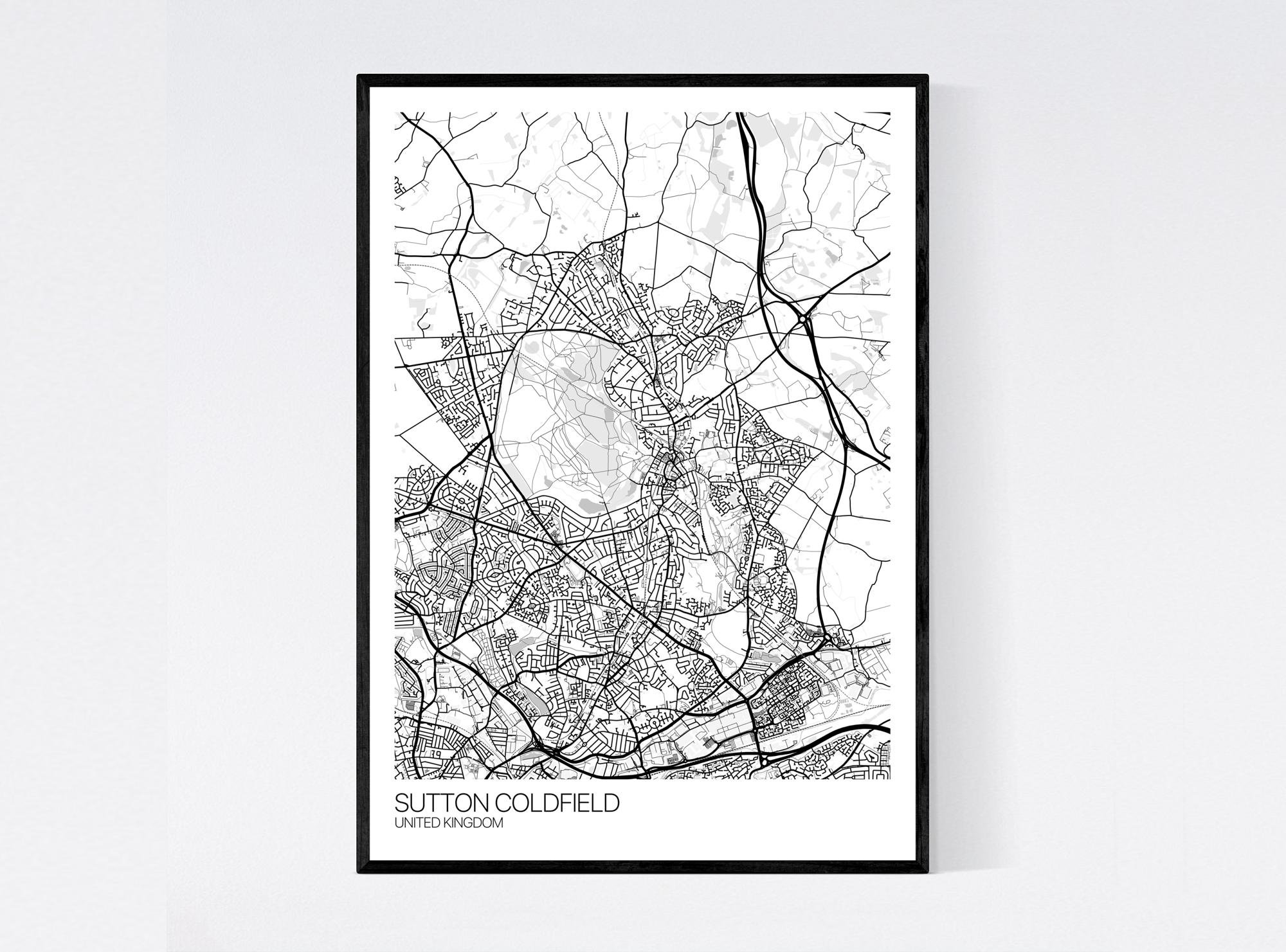 Sutton Coldfield Map Art Print Many Styles 350gsm Art - Etsy UK