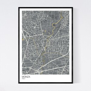 Monza Italy Map Art Print Many Colours 350gsm Art Quality - Etsy