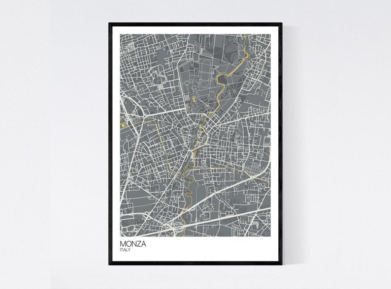 Monza Italy Map Art Print Many Colours 350gsm Art Quality | Etsy