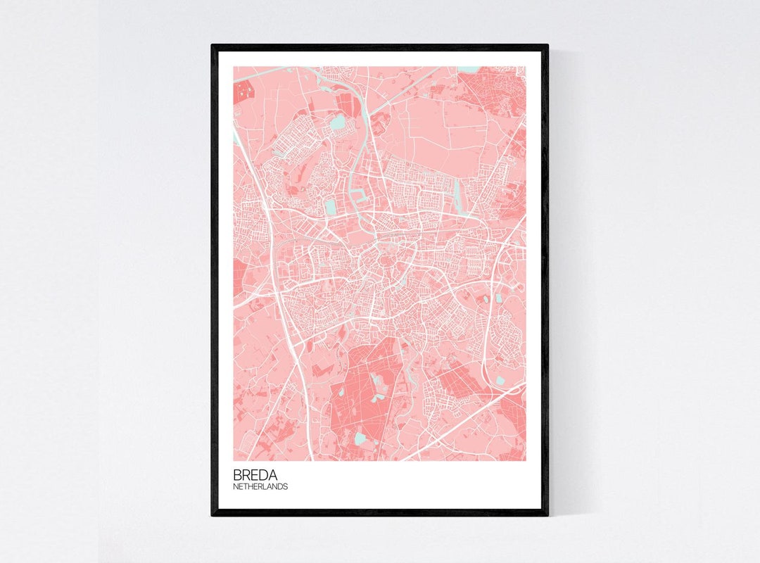 Breda, Netherlands Map Art Print Many Colours 350gsm Art Quality Paper ...