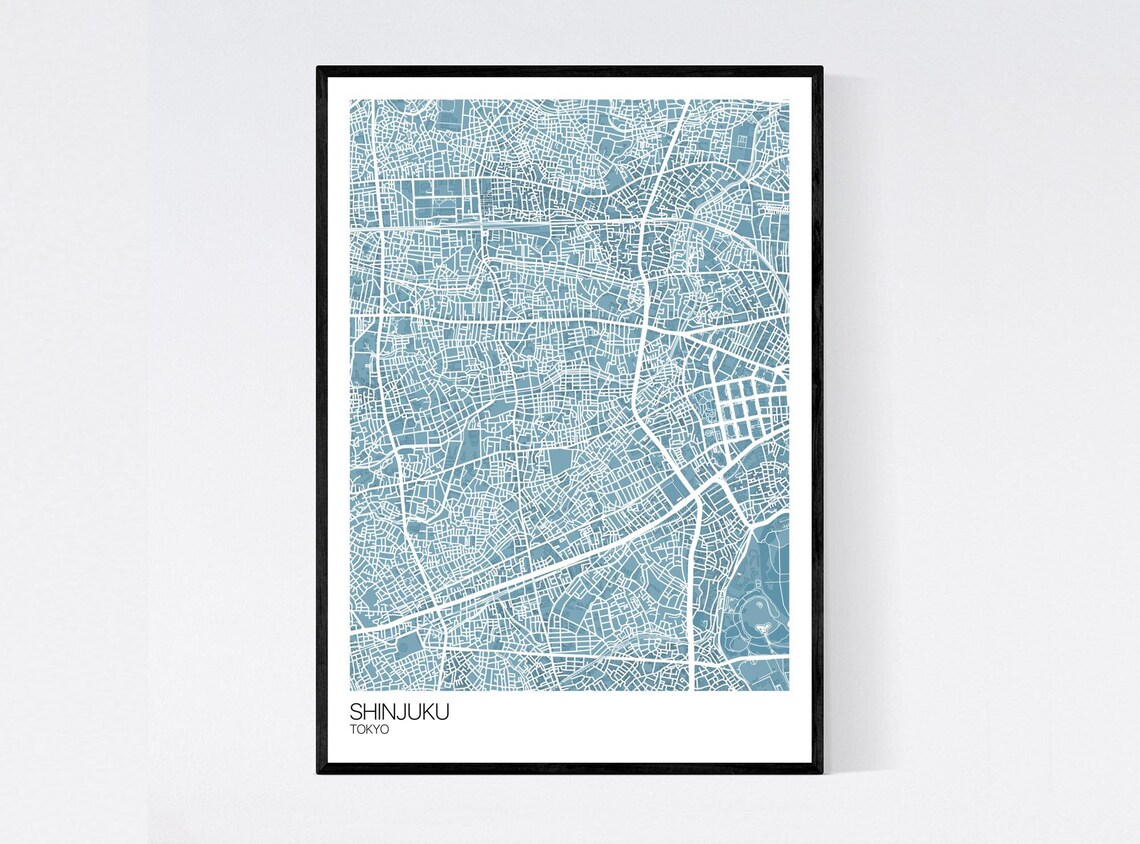 Shinjuku Tokyo Map Print Many Colours Fast Delivery | Etsy