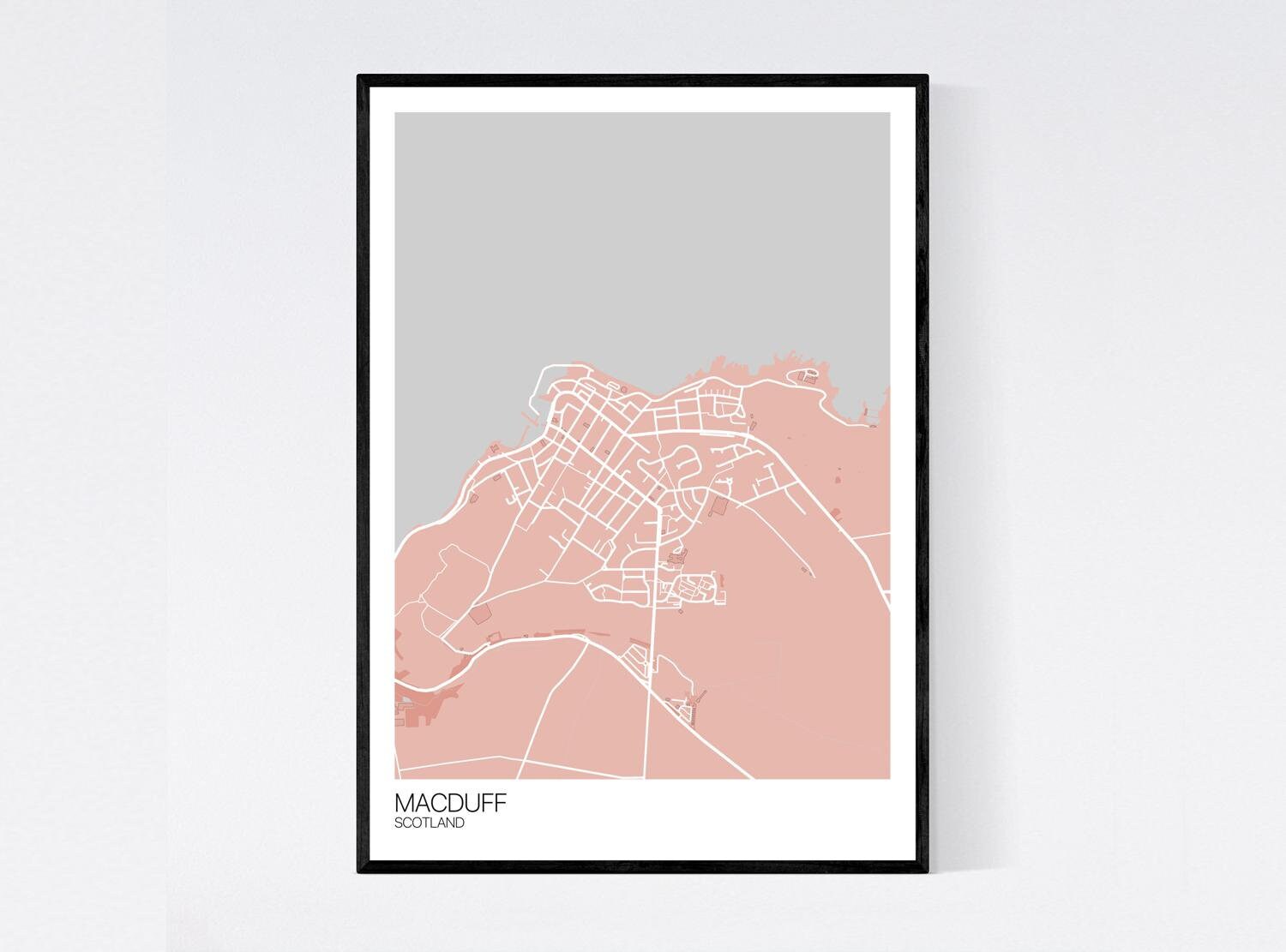 Macduff Scotland Map Art Print Many Styles 350gsm Art | Etsy