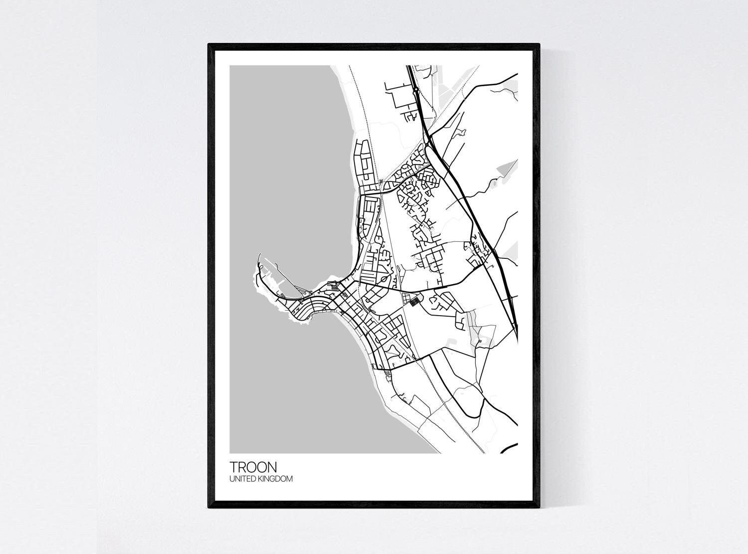 Troon Scotland City Map Art Print Many Styles 350gsm Art | Etsy